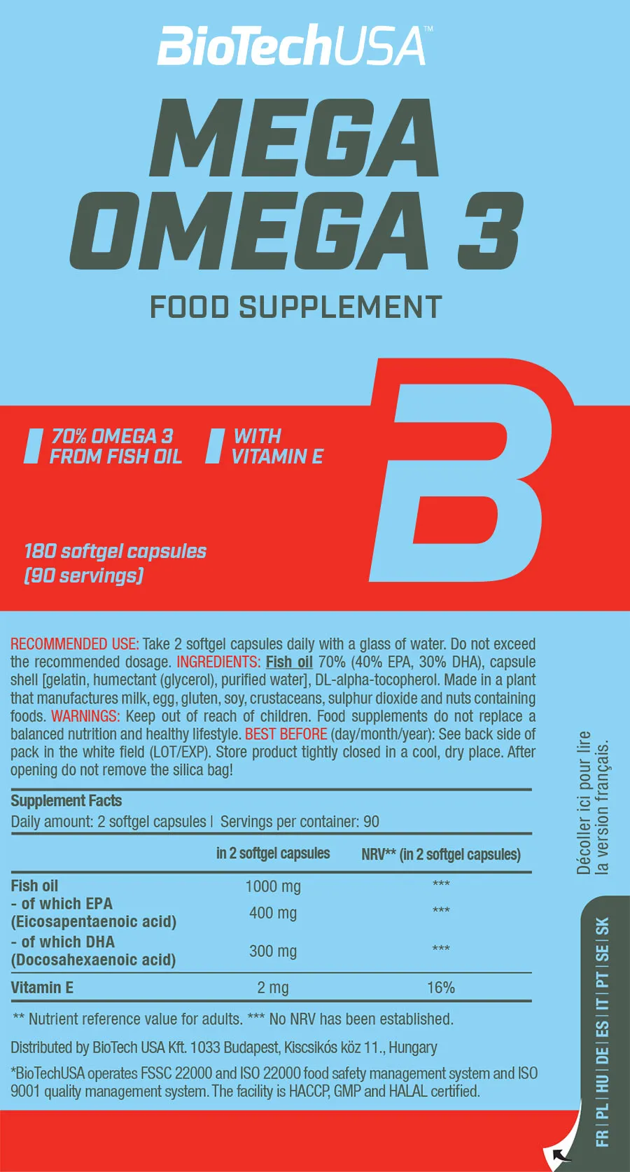 BioTechUSA-Mega-Omega-3-90 Biotech USA Λιπαρά Οξέα, MCT Oil, Omega 3-6 ...